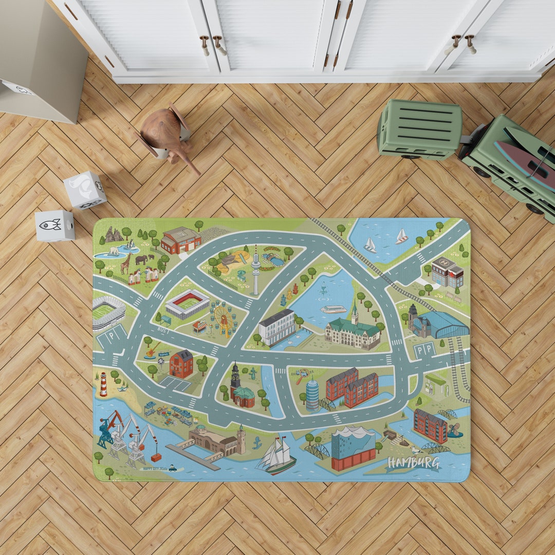 Spielteppich Hamburg NEU Samtweicher Kinderteppich / Autoteppich Im ...