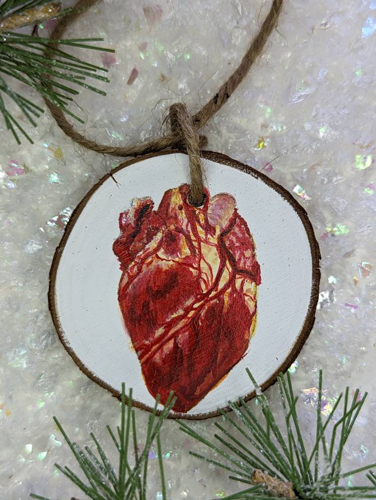 Human Heart Hand-painted Wooden Ornament L Biological Christmas ...