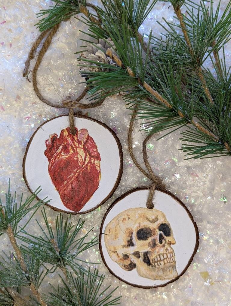 Human Heart Hand-painted Wooden Ornament L Biological Christmas ...