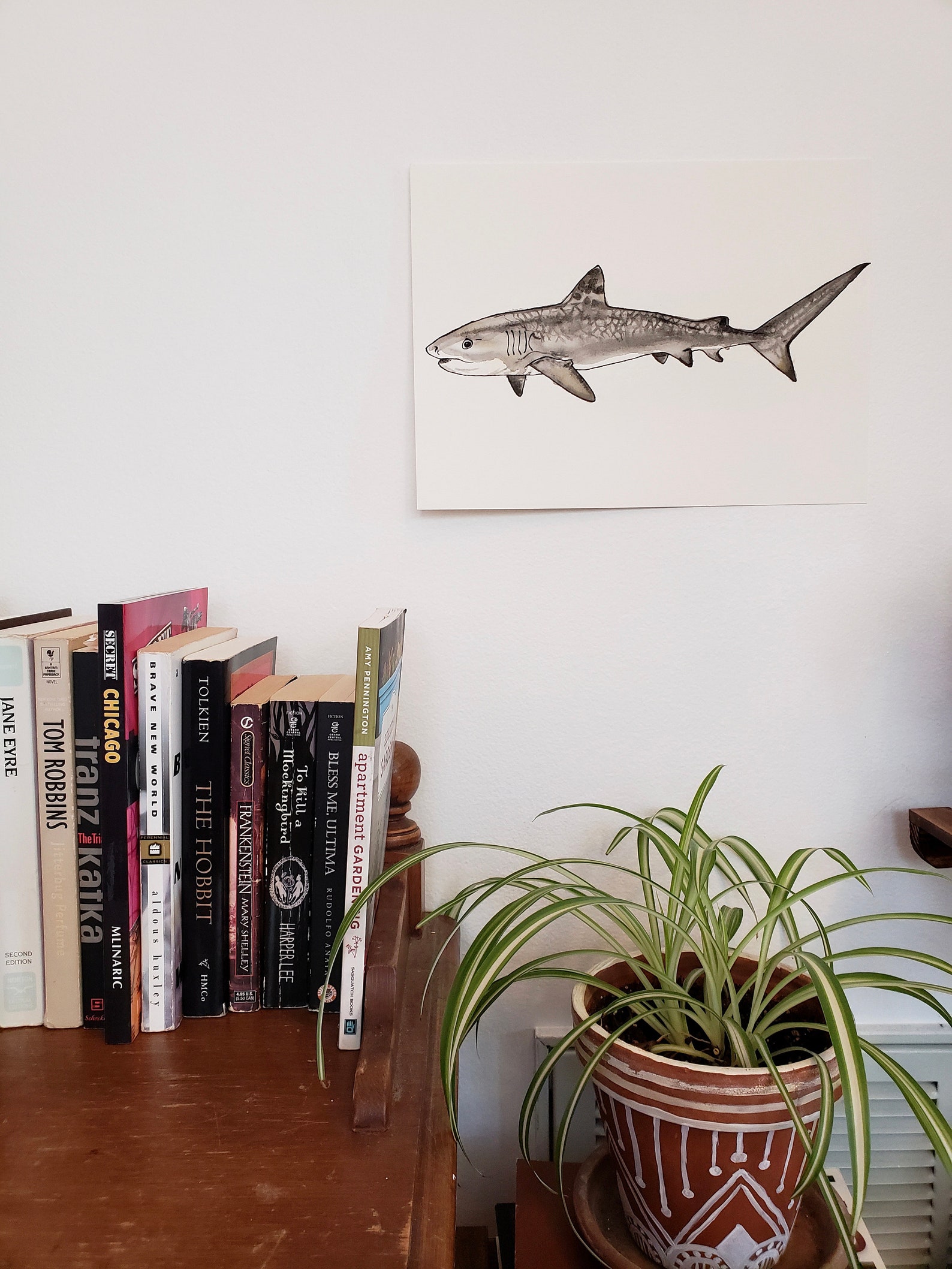 Tiger Shark Original Watercolor Painting L Ocean Decor L Shark ...