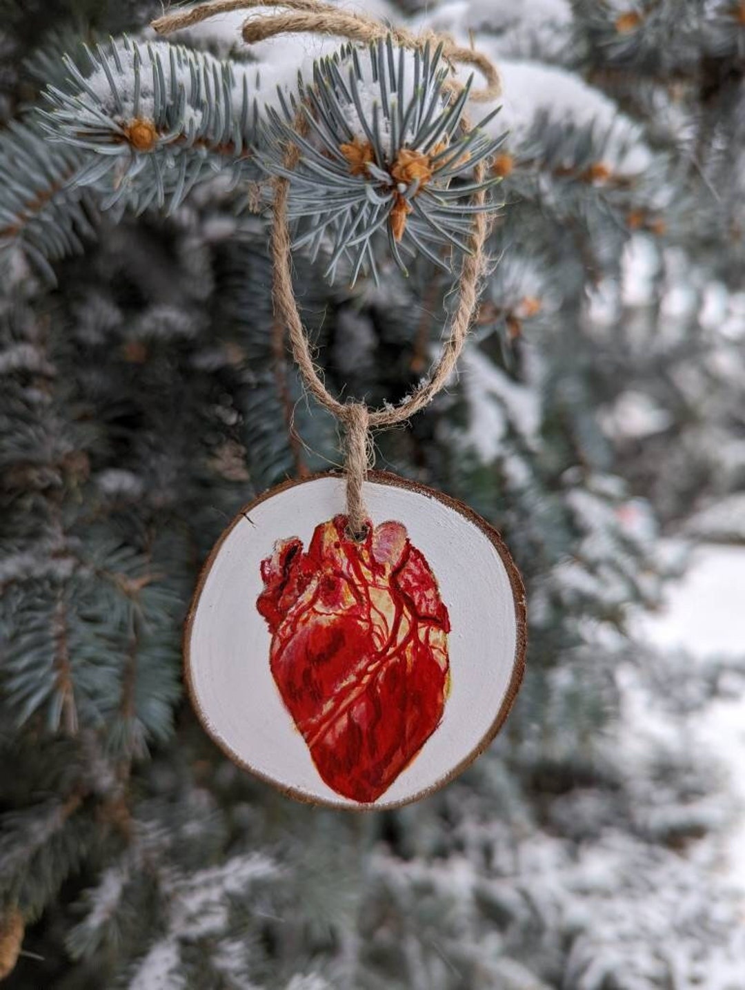 Human Heart Hand-painted Wooden Ornament L Biological Christmas ...