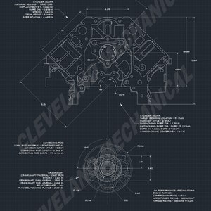 Digital - Chevy GEN 3 LS1/LS6 - Engine-block Blueprint Art Collection ...