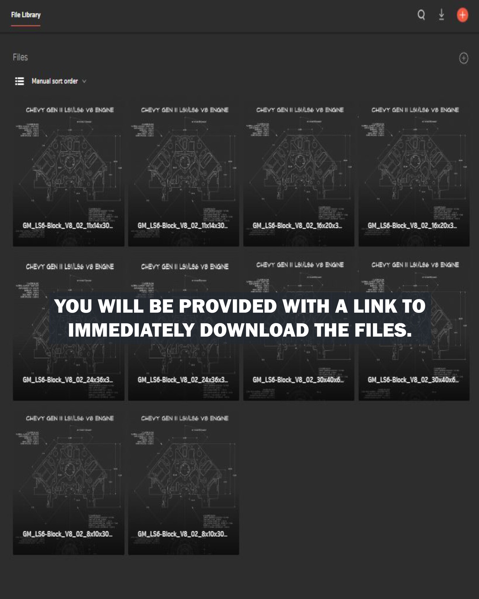 Digital Chevy GEN 3 LS1/LS6 Engine-block Blueprint Art Collection, Dark ...