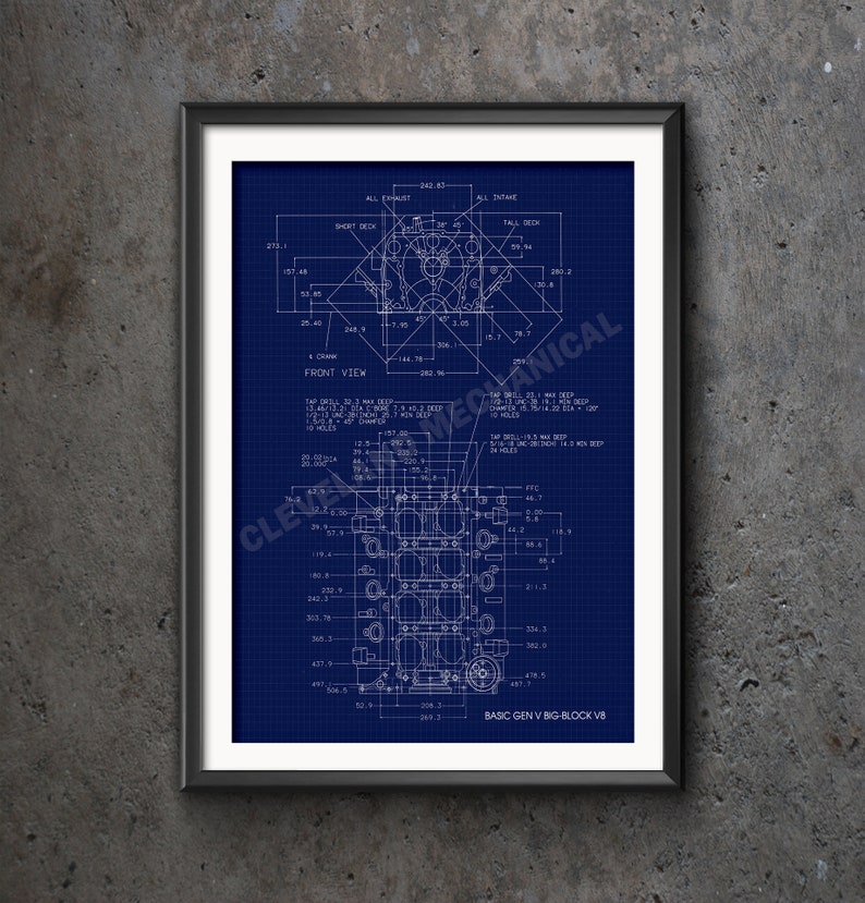 Digital - Chevy GEN V Big-block Blueprint Art Collection, 300+ Dpi, JPG ...