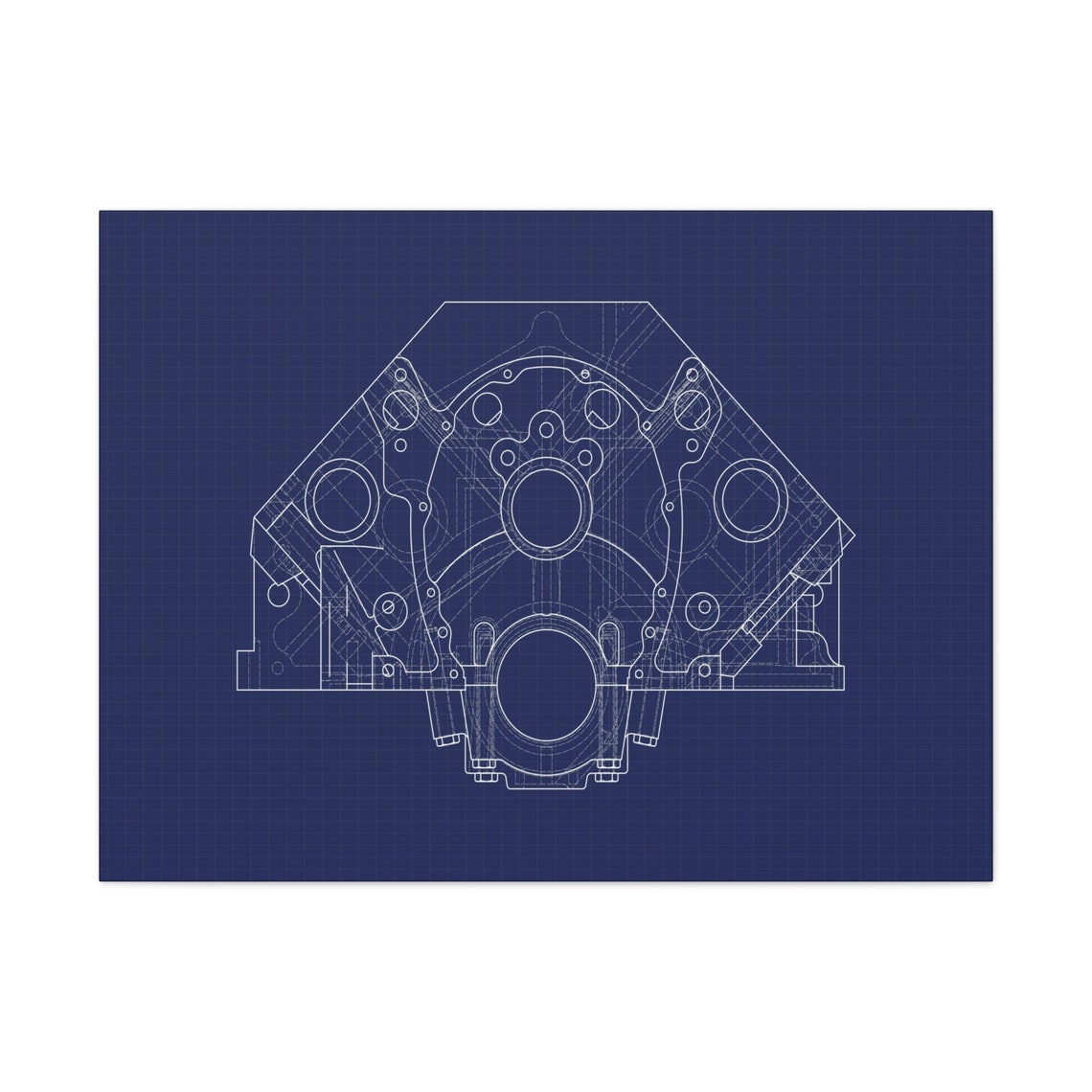 Classic Canvas Small Block Chevy SBC, Engine-block Blueprint Art ...