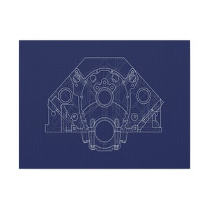 Classic Canvas Small Block Chevy SBC, Engine-block Blueprint Art ...