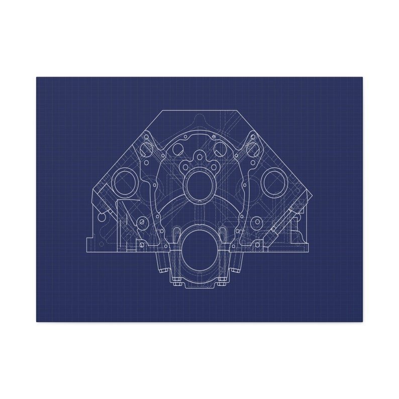 Classic Canvas Small Block Chevy SBC, Engine-block Blueprint Art ...
