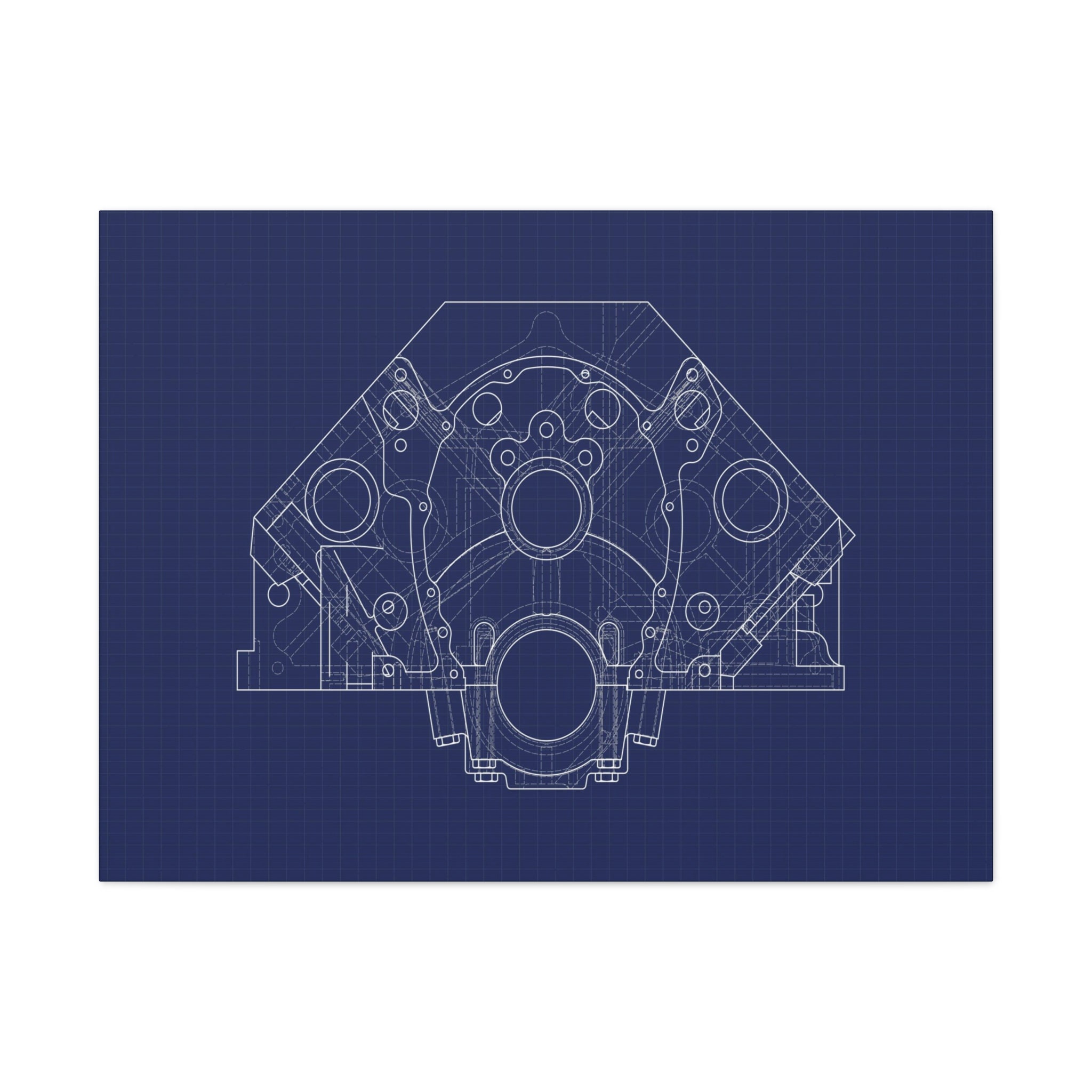 Classic Canvas - Small Block Chevy (SBC), Engine-block Blueprint Art ...