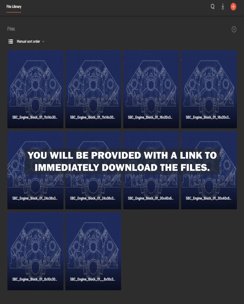 Digital - Small Block Chevy (SBC), Engine Block Blueprint Art ...