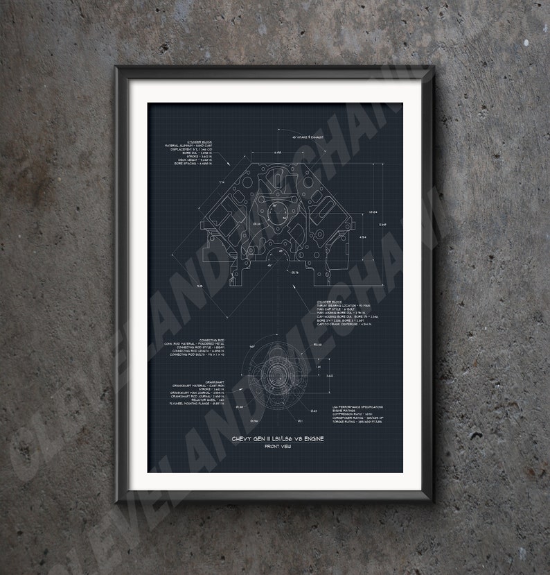 Digital - Chevy GEN 3 LS1/LS6 - Engine-block Blueprint Art Collection ...