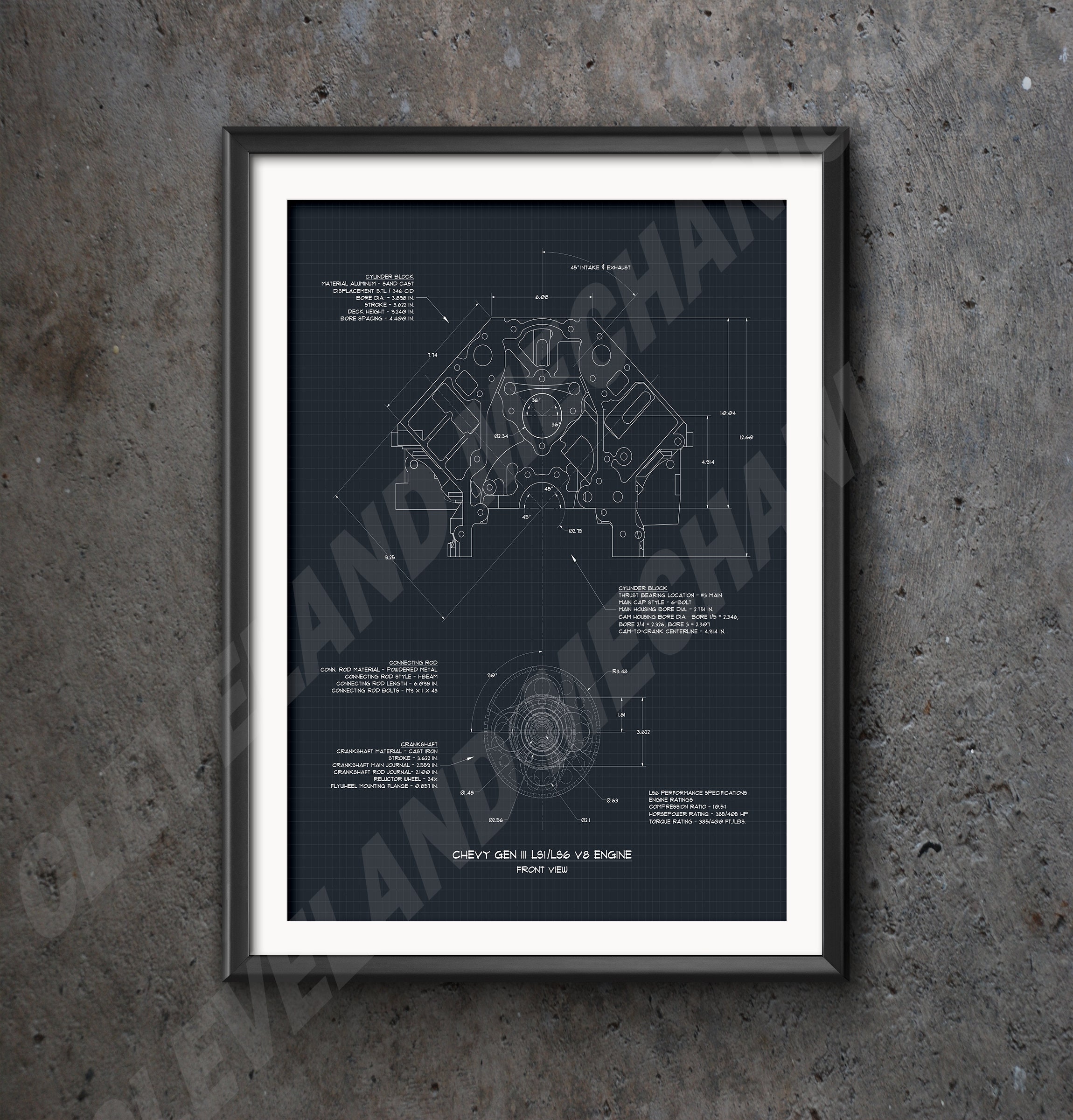 Digital - Chevy GEN 3 LS1/LS6 - Engine-block Blueprint Art Collection ...