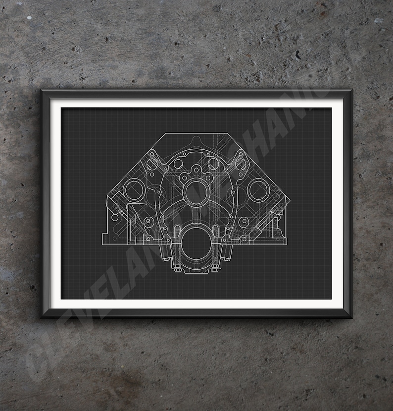 Digital - Small Block Chevy (SBC) - Engine-block Blueprint Art ...