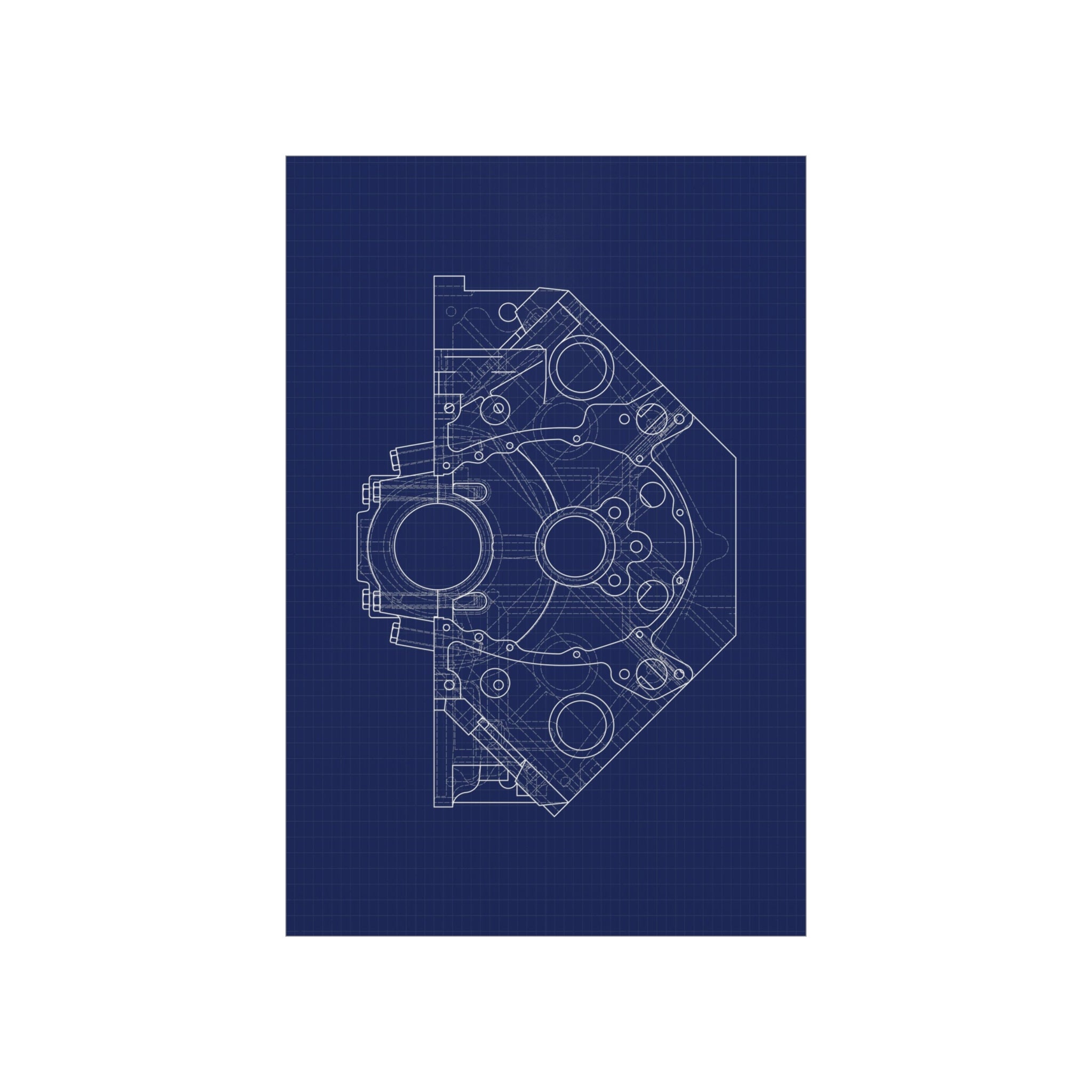 Print - Small Block Chevy (SBC) - Engine-block Blueprint Art Collection ...