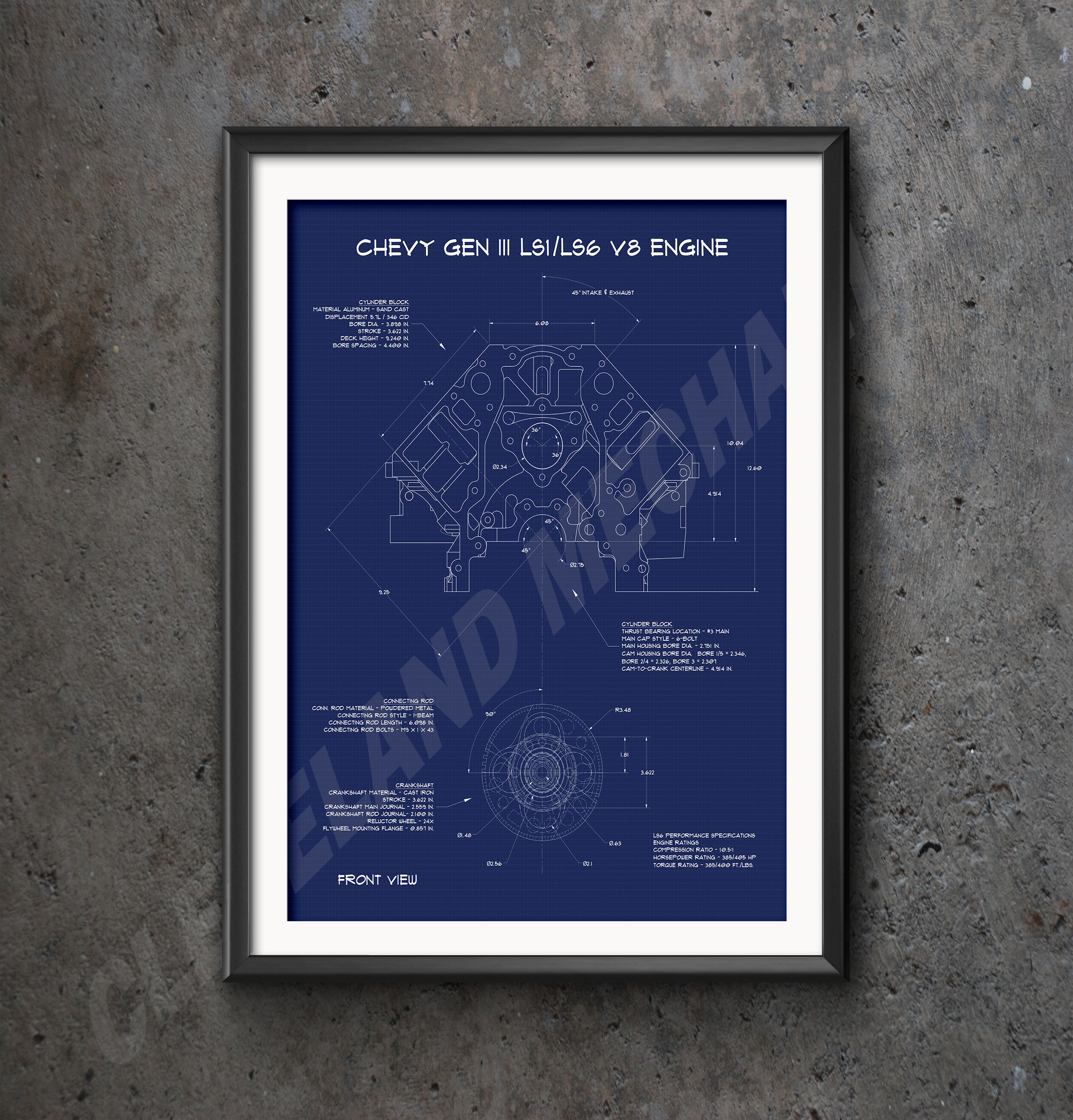 Digital - Chevy GEN 3 LS1/LS6 - Engine-block Blueprint Art Collection ...