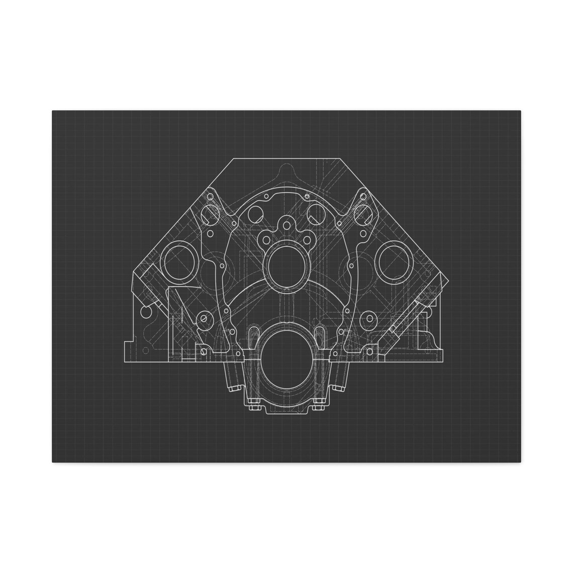 Classic Canvas - Small Block Chevy (SBC), Engine-block Blueprint Art ...