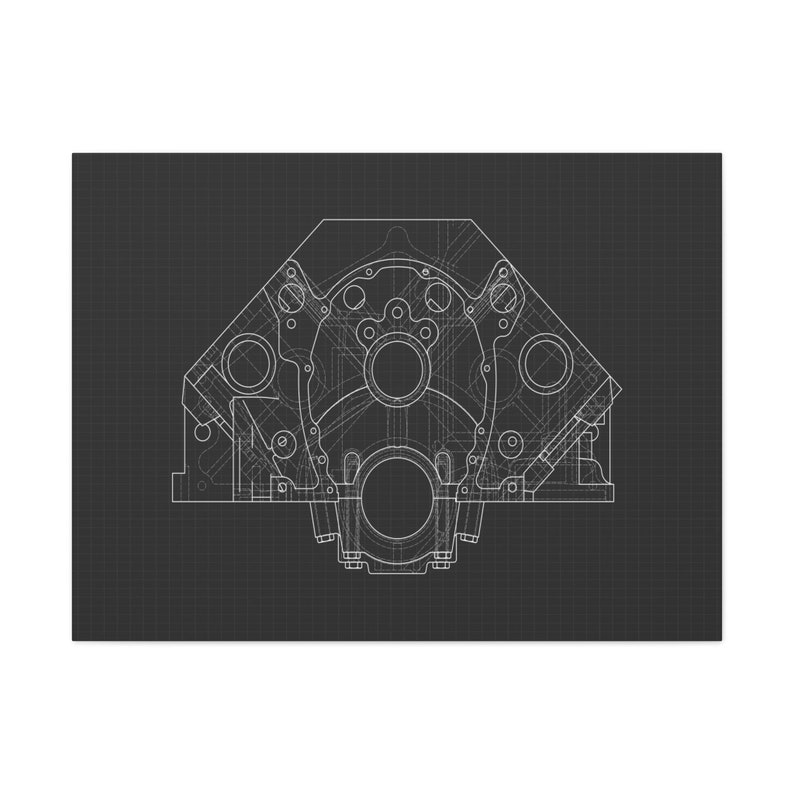 Classic Canvas - Small Block Chevy (SBC), Engine-block Blueprint Art ...