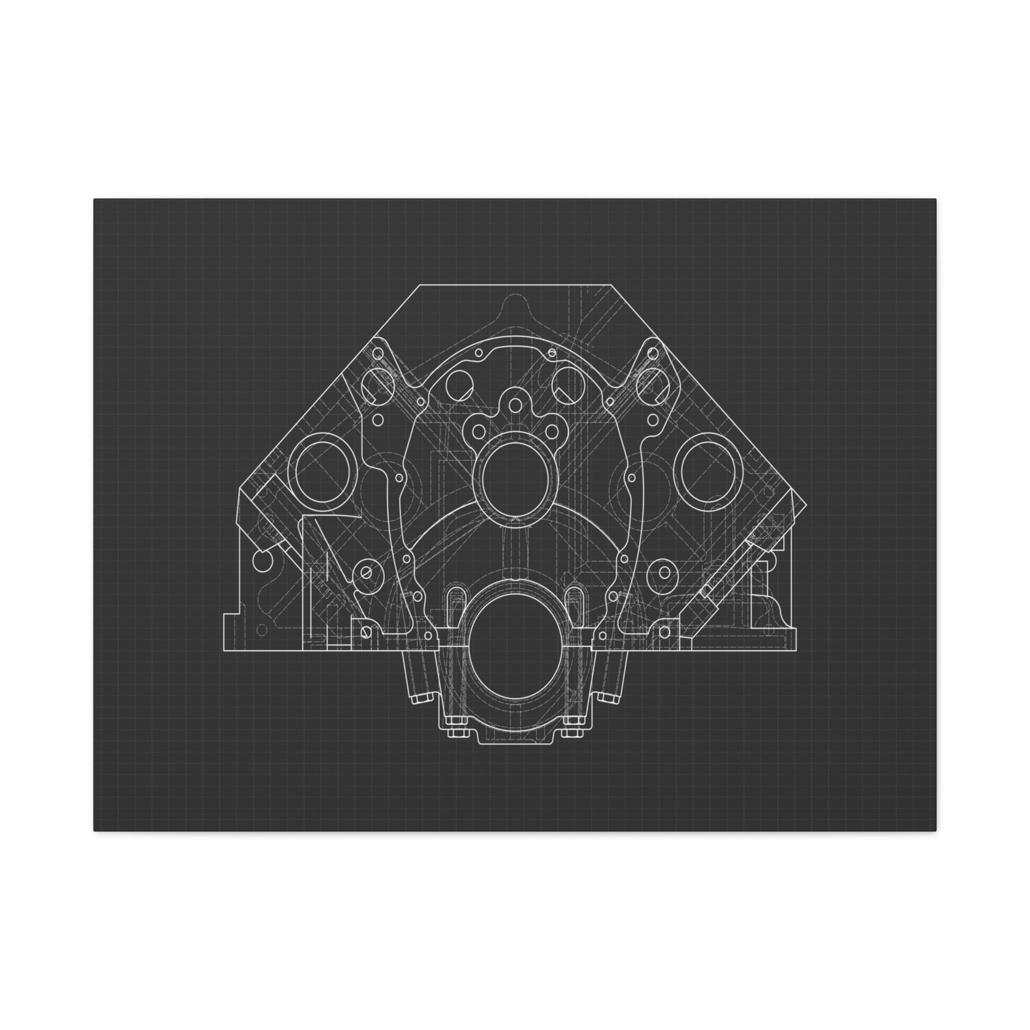 Classic Canvas - Small Block Chevy (SBC), Engine-block Blueprint Art ...