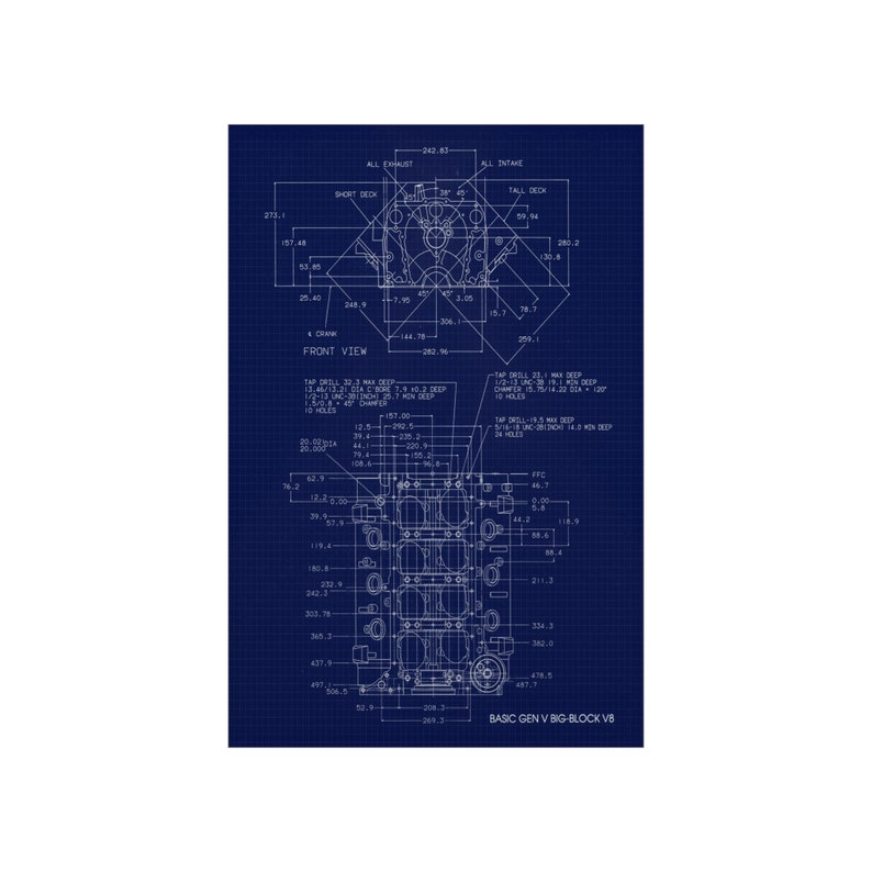 Print - Chevy GEN V Big-block Blueprint Art Collection, Premium Matte ...