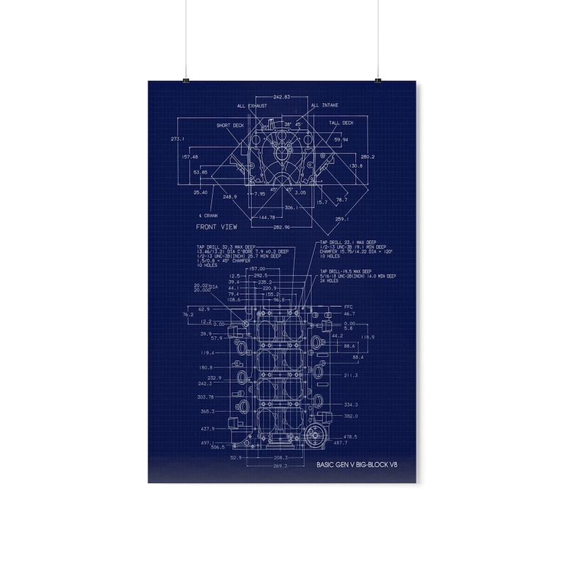 Print - Chevy GEN V Big-block Blueprint Art Collection, Premium Matte ...
