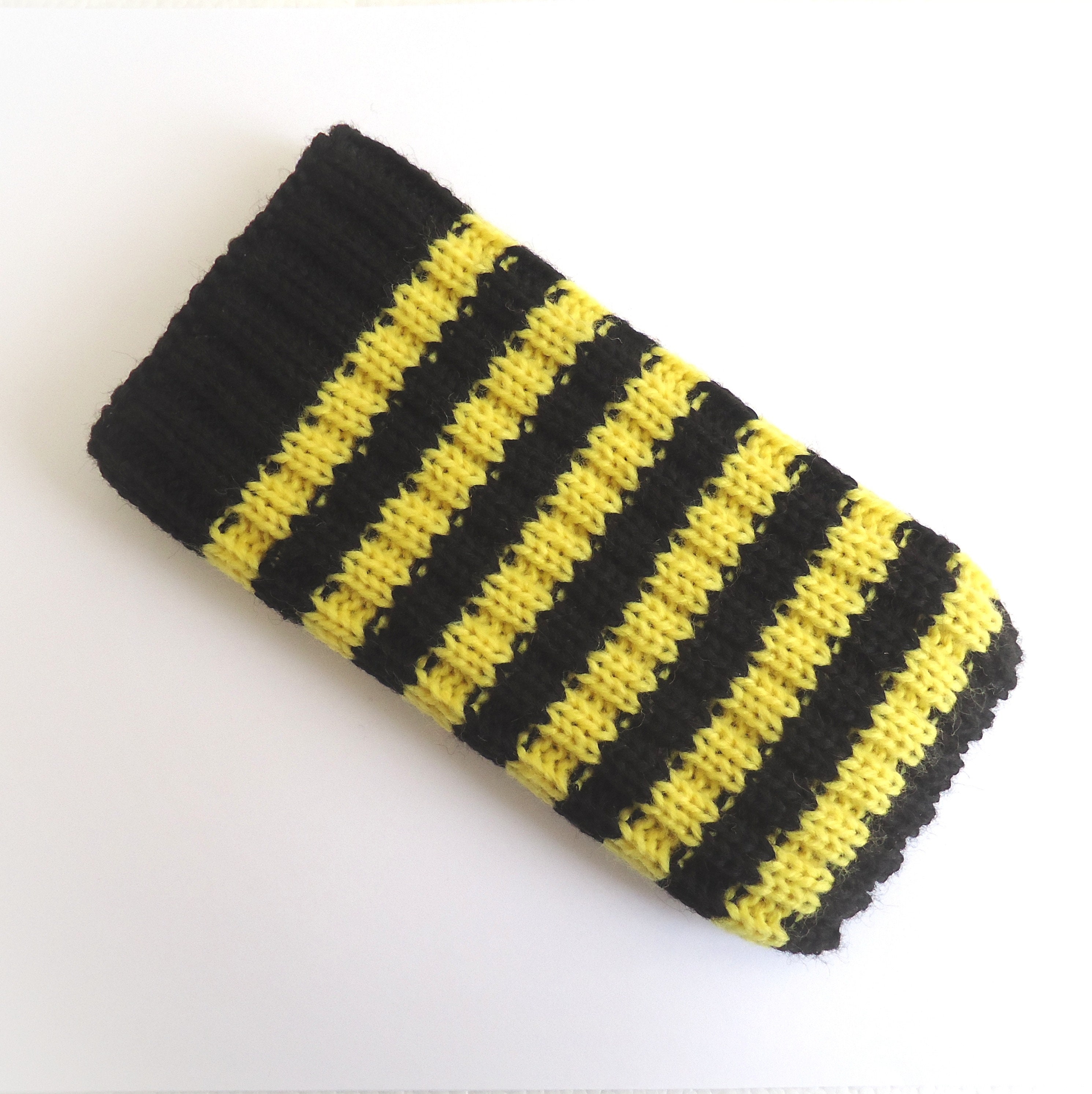 Iphone sock Black yellow Phone Sock Knit phone case | Etsy