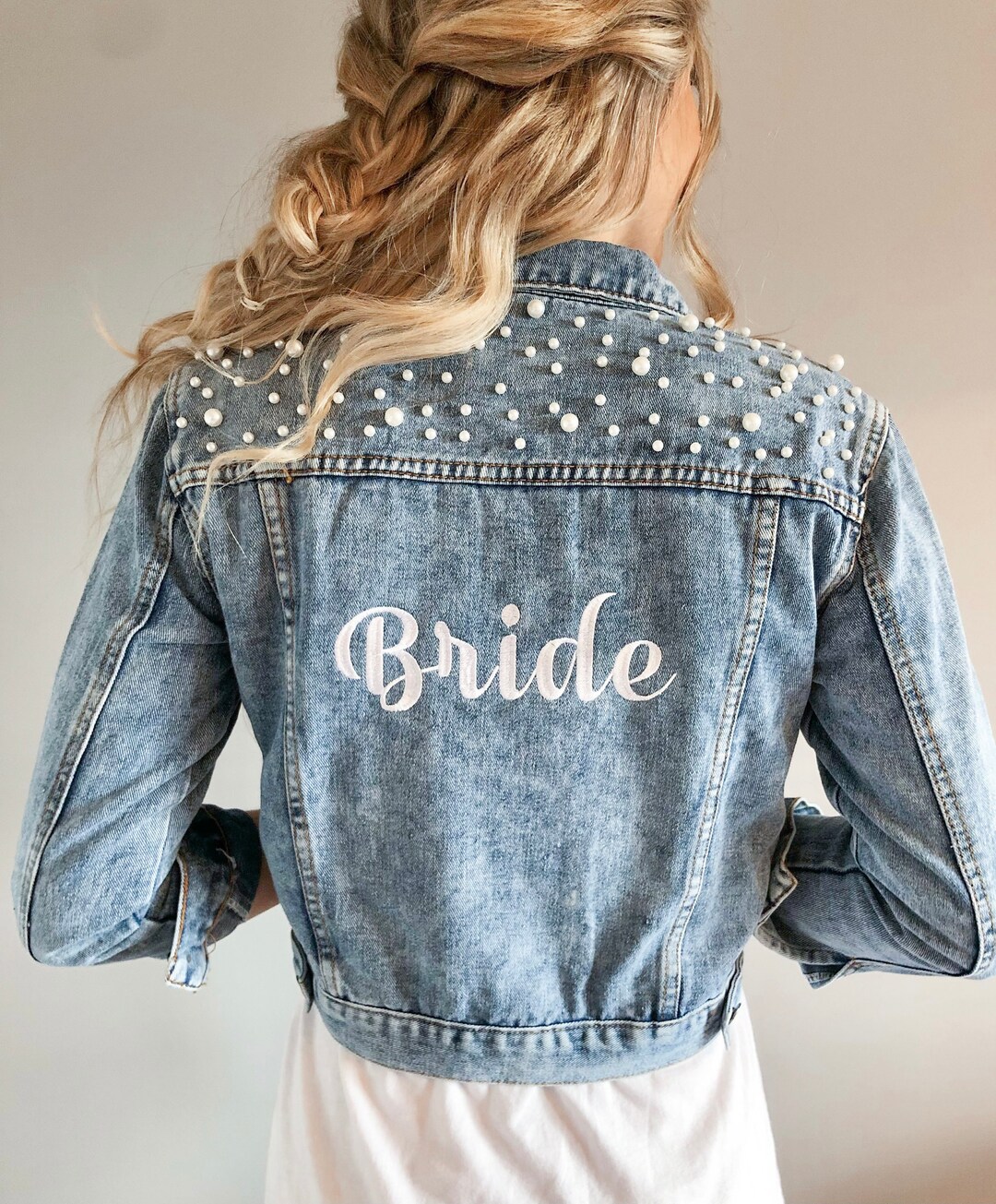 Bride Denim Jacket - Embroidered Denim Jacket - Personalized Jean ...