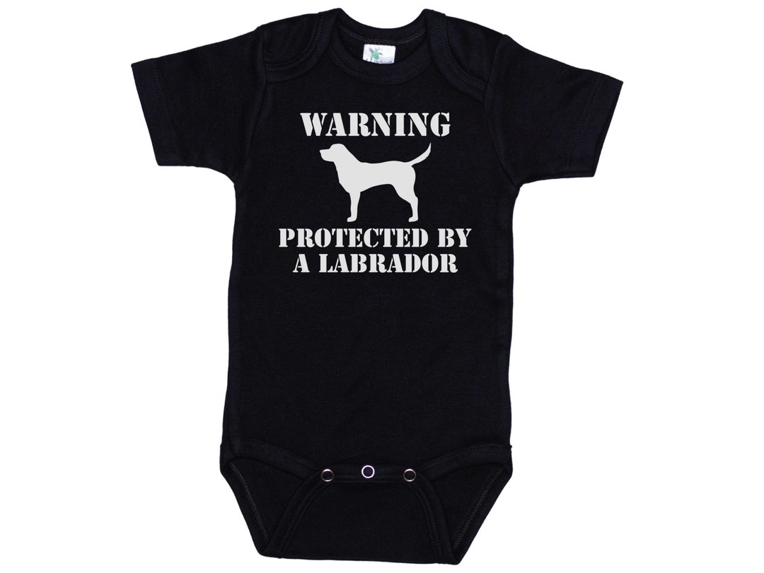 Warning Protected by A Lab, Labrador Baby Onesie®, Funny Baby Outfit ...
