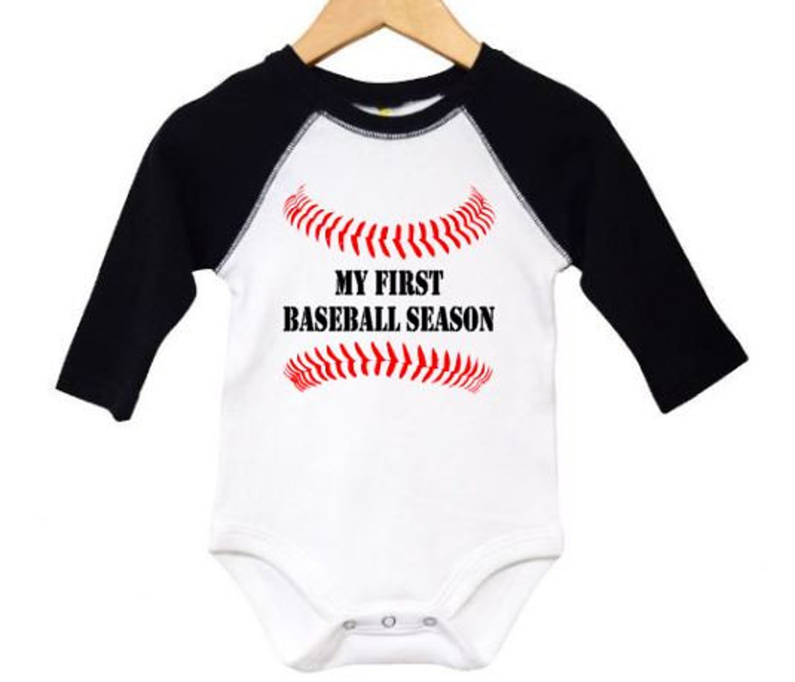 Raglan Baseball Onesie My First Baseball Season Baseball | Etsy