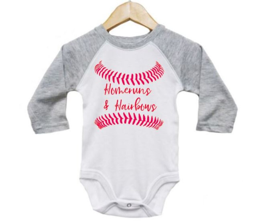 Baseball Onesie Homeruns And Hairbows Baseball Raglan | Etsy