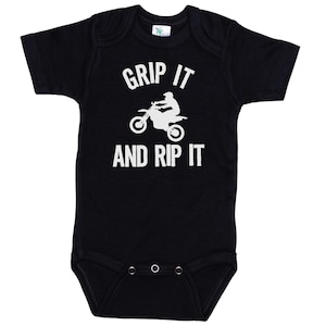 Motocross Onesie®, Grip It and Rip It, Dirt Bike Baby Onesie®, Motosport Bodysuit, Dirt Bike ...