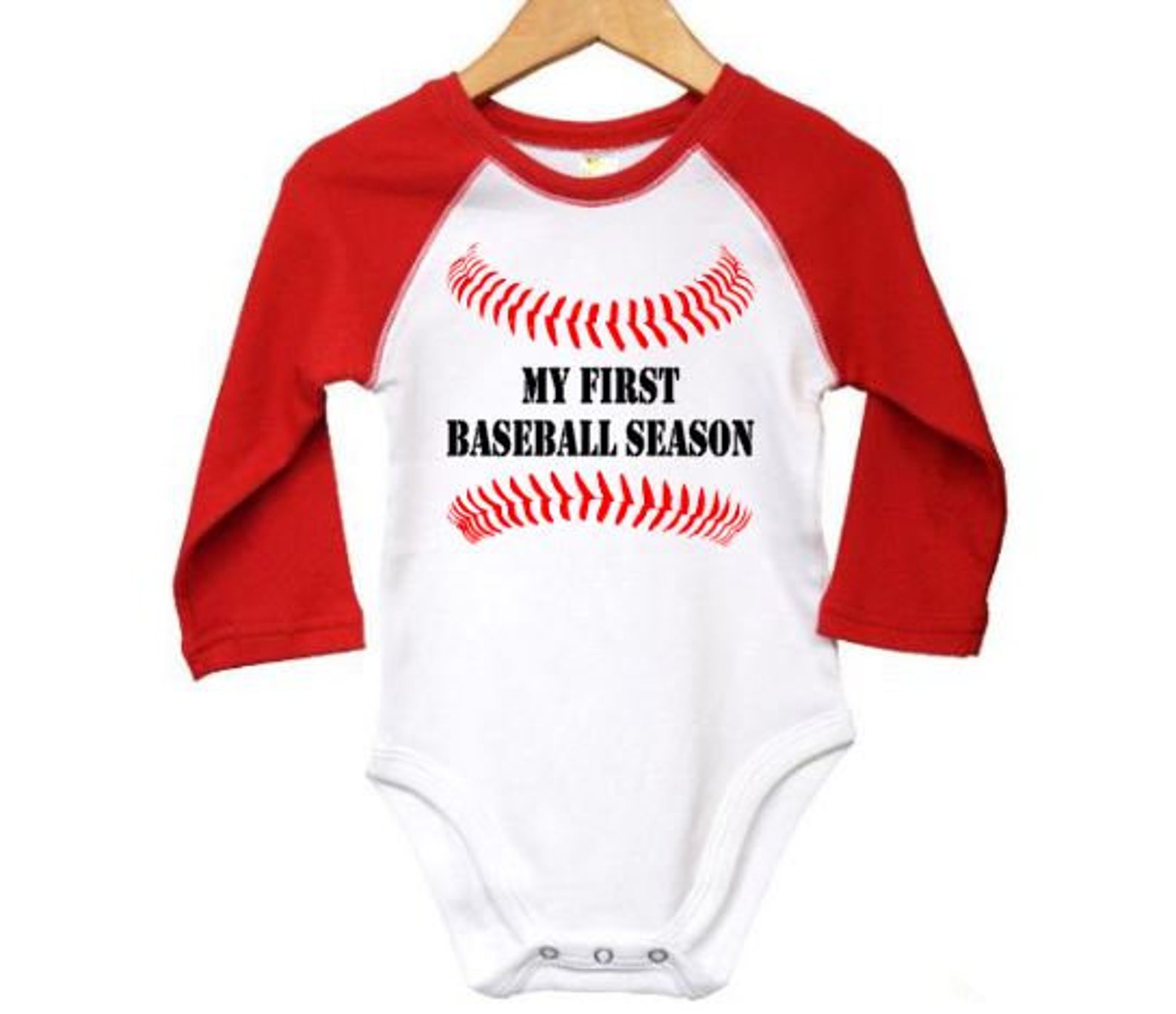 Raglan Baseball Onesie My First Baseball Season Baseball | Etsy