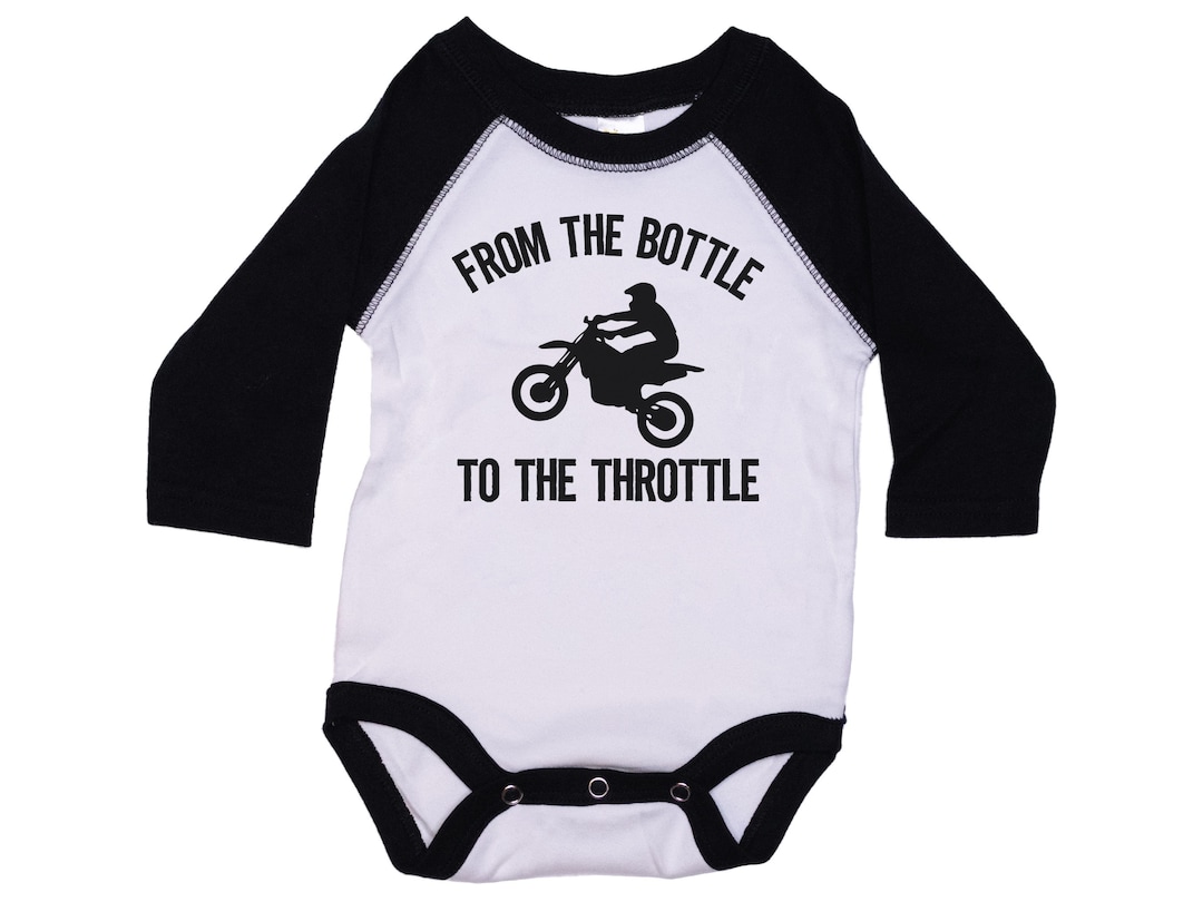 Motocross Onesie®, From the Bottle to the Throttle, Dirt Bike Baby Onesie®, Raglan Bodysuit ...