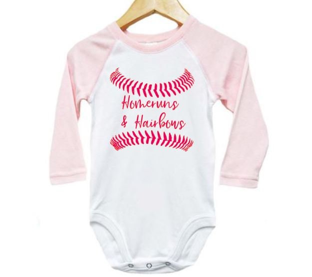 Baseball Onesie Homeruns And Hairbows Baseball Raglan | Etsy
