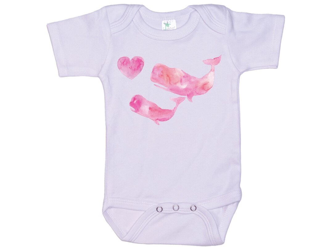 Whale Baby Outfit, Pink Whales, Watercolor Whales, Baby Shower Gift ...