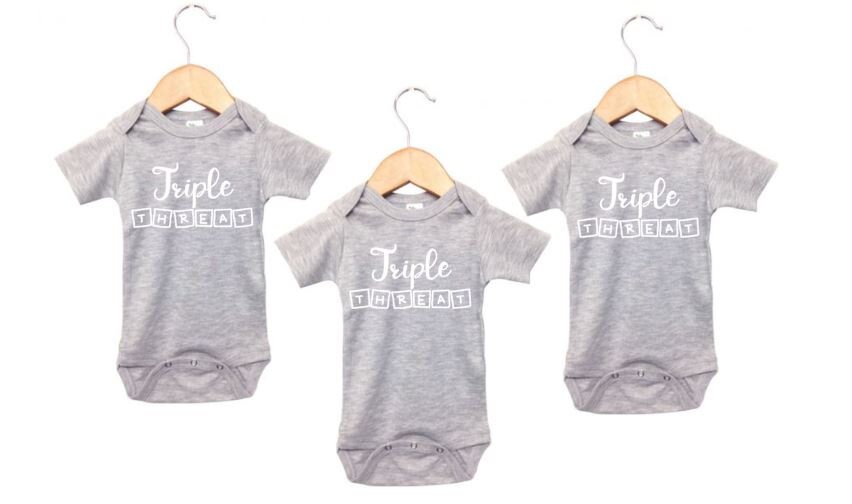 Triple Threat Triplets Onesie Triplets Bodysuit Triple - Etsy