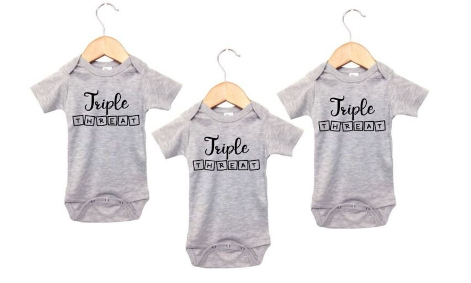 Triple Threat Triplets Onesie Triplets Bodysuit Triple - Etsy