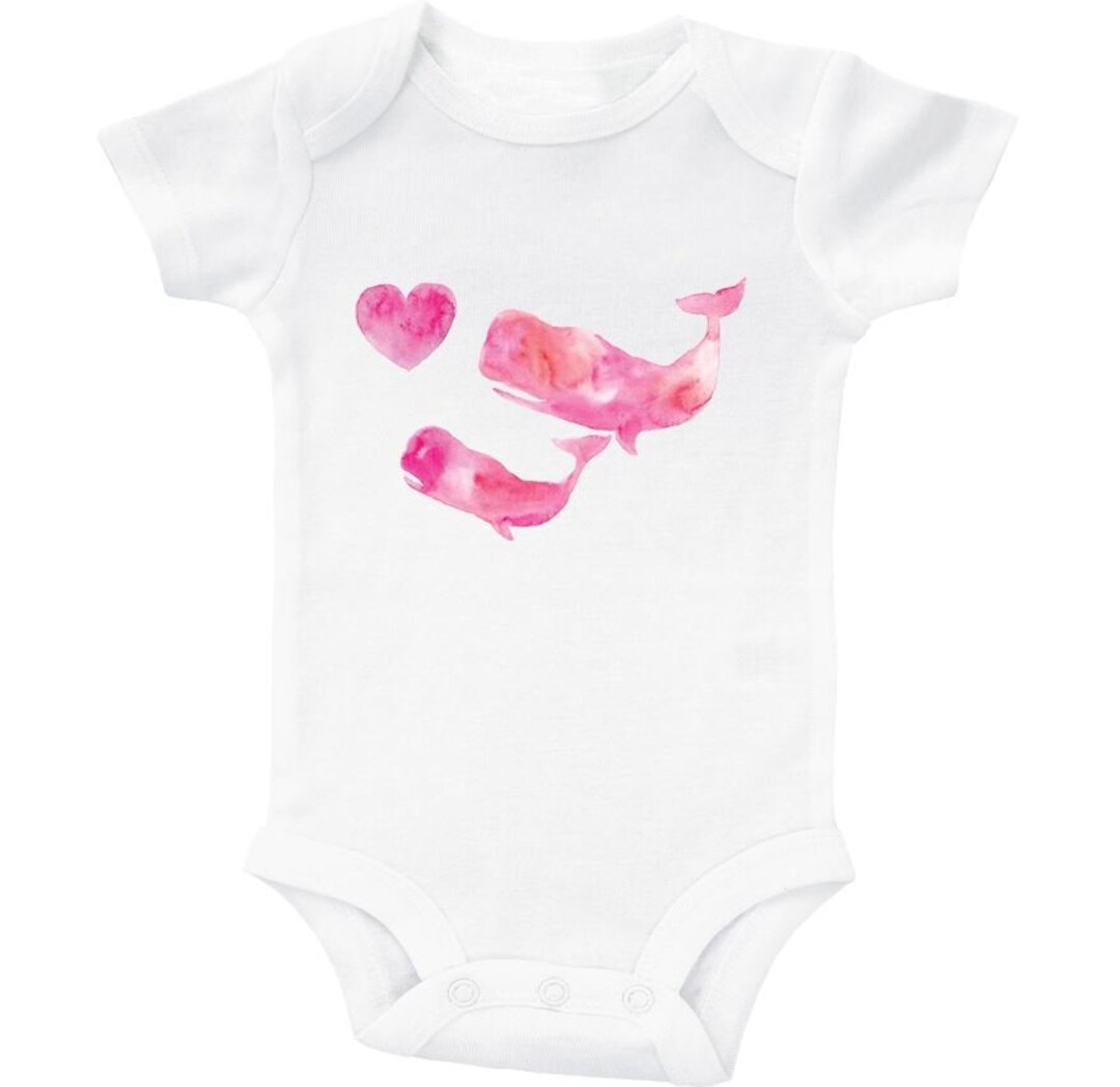Whale Baby Outfit Pink Whales Watercolor Whales Baby Shower - Etsy