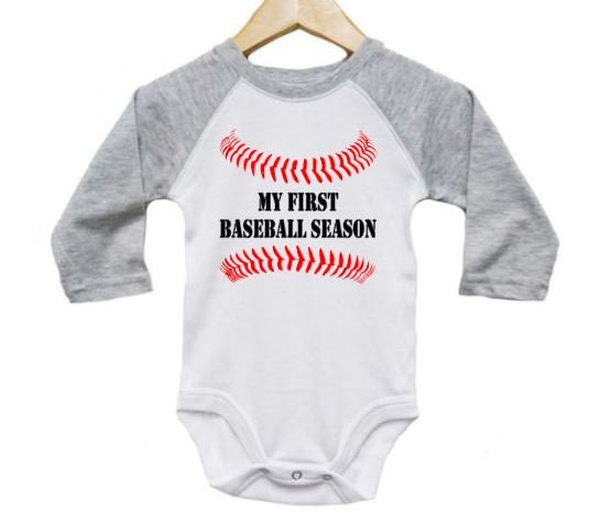 Raglan Baseball Onesie My First Baseball Season Baseball - Etsy