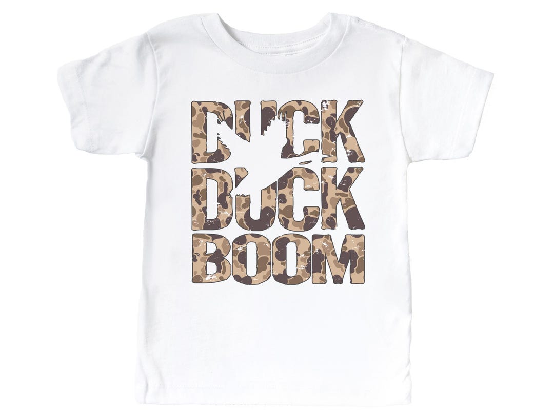 Kid's Duck Hunting Shirt, Duck Duck Boom Camo, Toddler Waterfowl Shirt ...