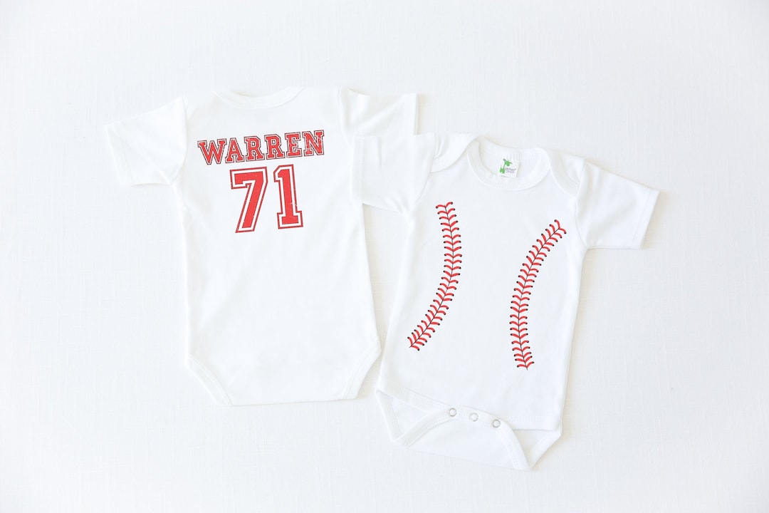 Custom Baseball Onesie®, Custom Baseball Stitches, Baby Baseball Outfit ...