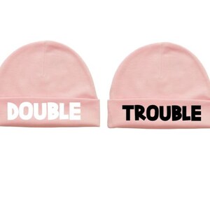 Twin Hats, Double Trouble, Funny Twins Hat, Twins Gift Set, Baby Boy ...