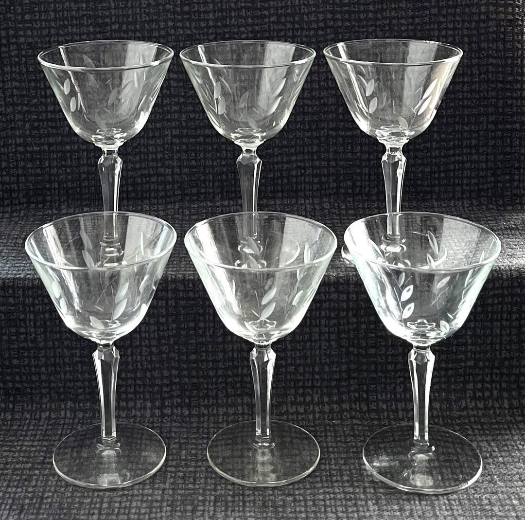 6 Mid Century Martini Cocktail Glasses Retro Champagne Coupes MCM ...