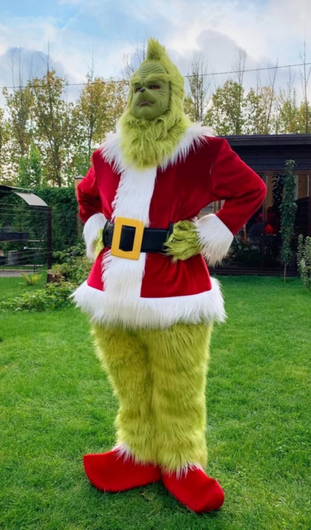 Christmas Green Man Monster Costume. Santa Claus Cosplay. Holidays ...