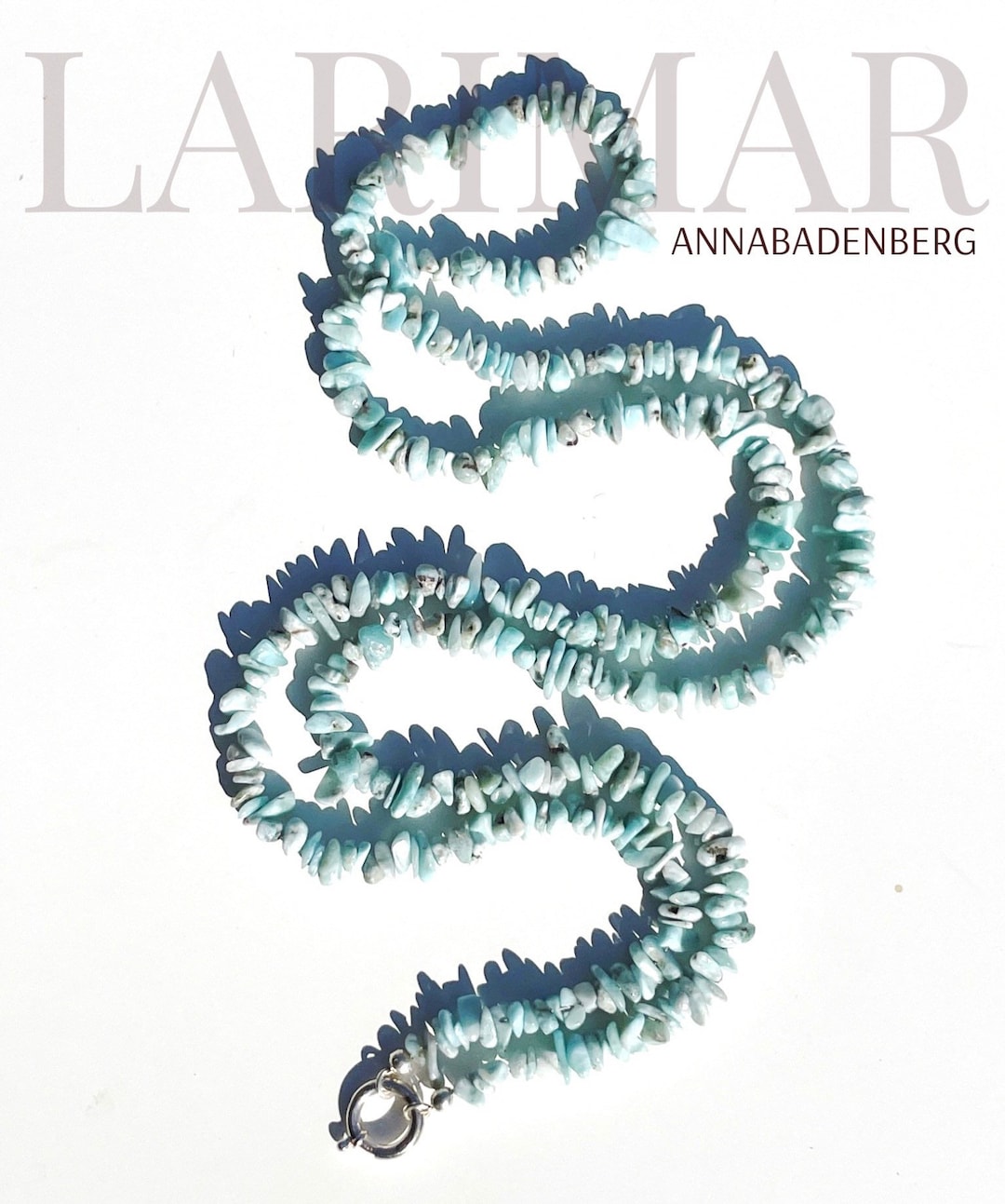 NECKLACE Interchangeable Chain Made of Larimar Splinters, Sky Blue and ...