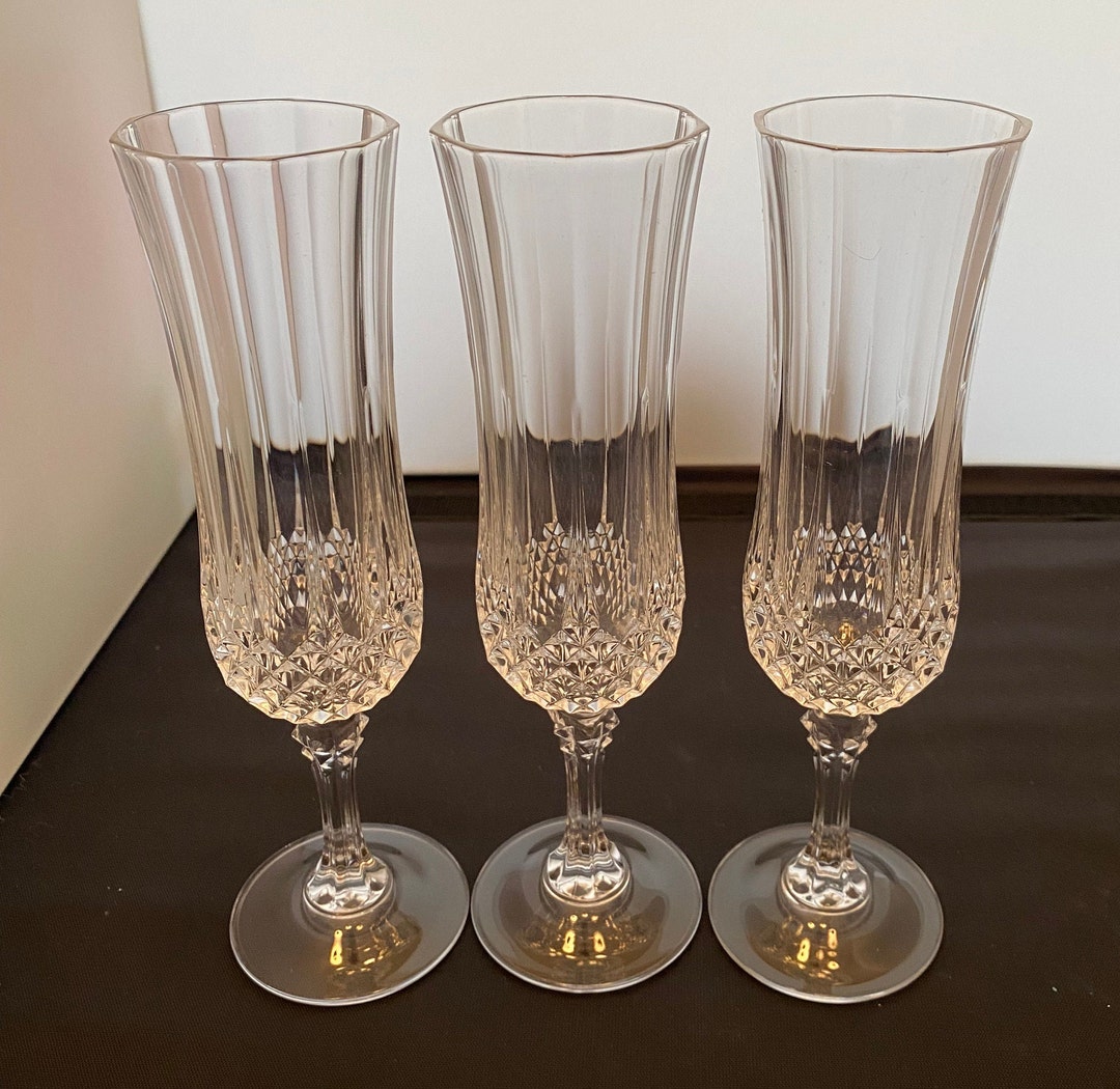 Longchamp Crystal Champagne Flute by Cristal D'arques Durand, Set of 3 ...