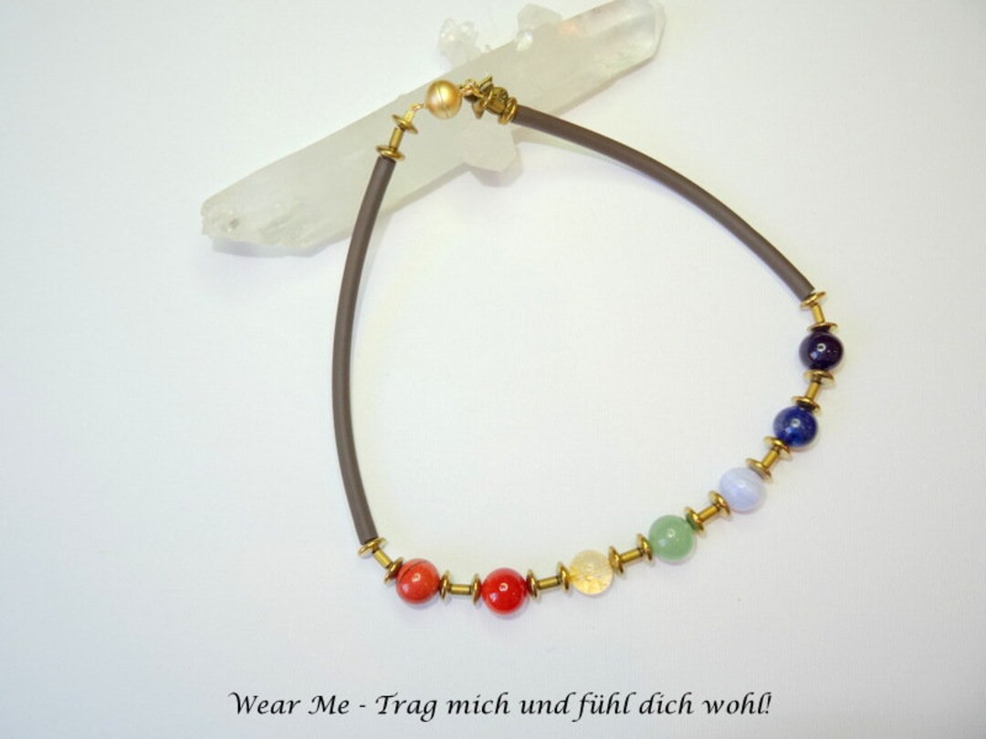 Chakra Balance Chain Made of 8 Gemstones, Gold, Esoteric, Rainbow ...