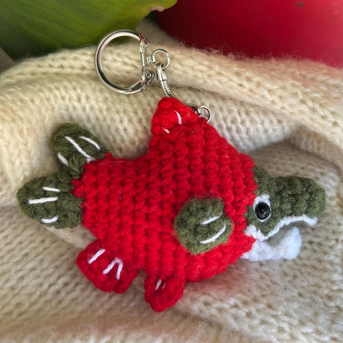 Sockeye Salmon Crochet Pattern - Amigurumi Fish Keychain PDF, Plush Toy ...