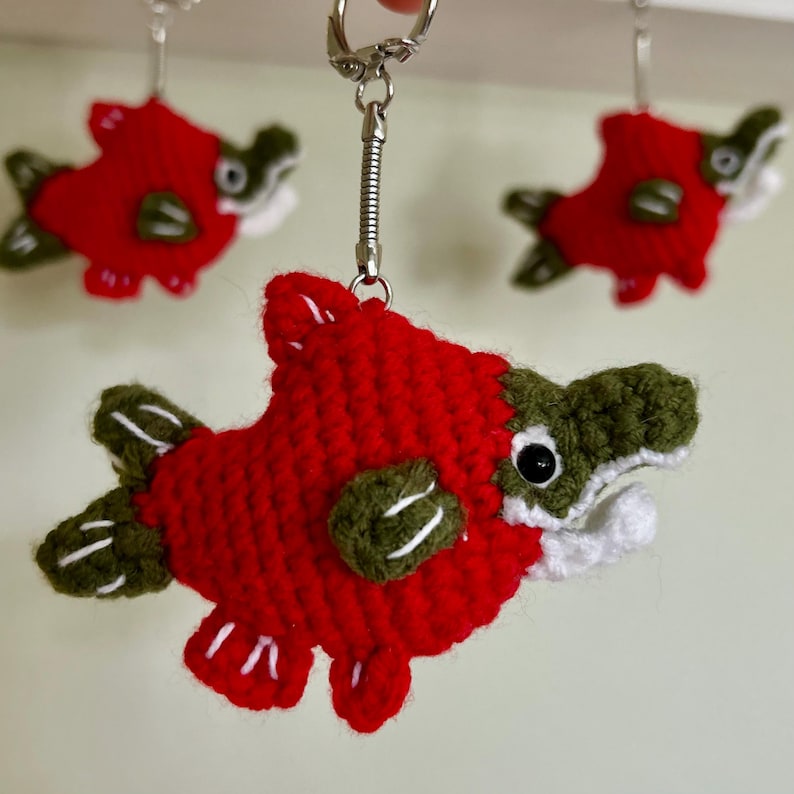Sockeye Salmon Plush - Crochet Fish Keychain, Amigurumi Bag Charm ...