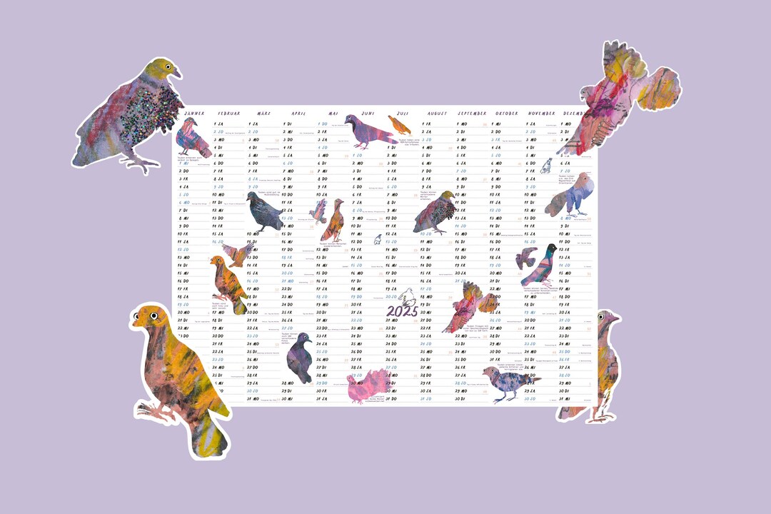 NEW Pigeons 2025 Wall Calendar A2 - Etsy