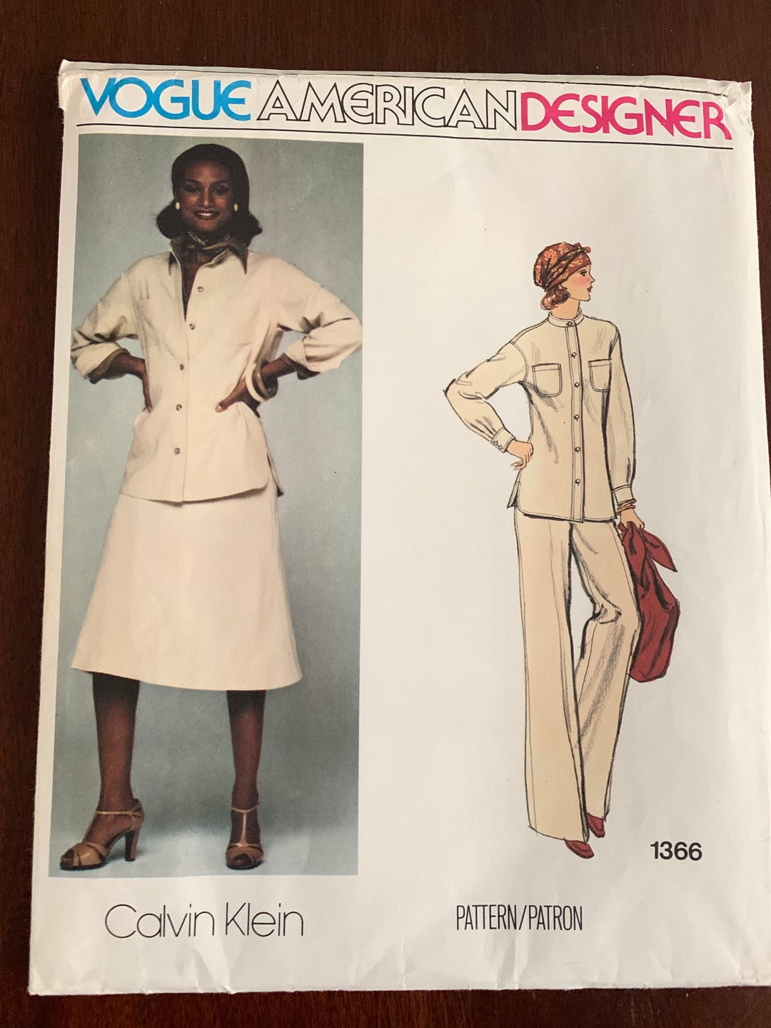 1970s VOGUE Diseñador Americano 1366 Calvin Klein VINTAGE Patrón de ...