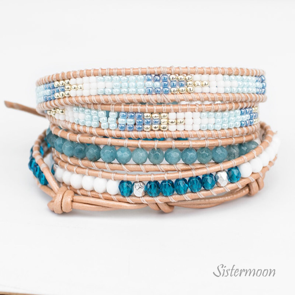 Leather Wrap Bracelet Chan Luu Style Boho Bracelet Beaded Wrap | Etsy